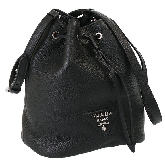 Prada | Bags | Prada Bucket Bag Leather Shoulder Bag Black | Poshmark